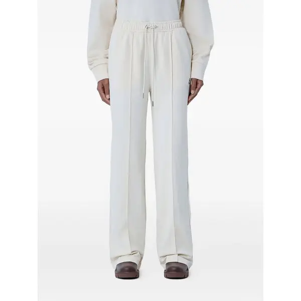 Moncler Straight Trousers With Logo Patch - Cream