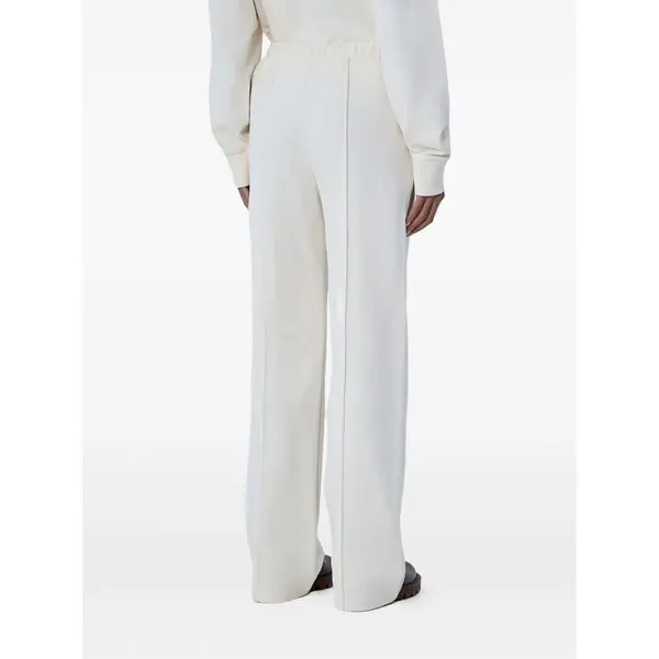 Moncler Straight Trousers With Logo Patch - Cream