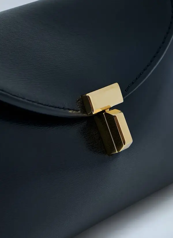 TOTEME Mini T-lock Clutch In Smooth Leather - Black