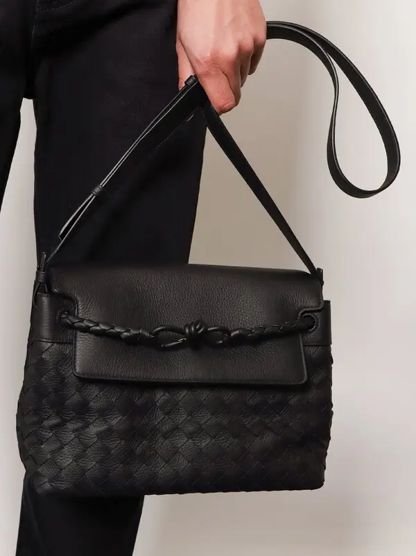 Bottega Veneta Andiamo Leather Shoulder Bag With Intrecciato Pattern - Multicolor