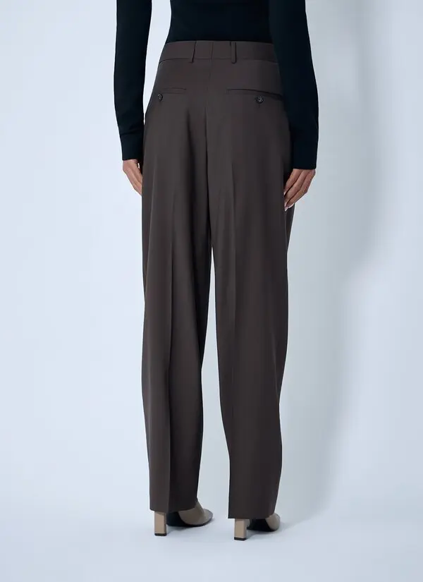 TOTEME Pleated Wool Twill Trousers - Brown