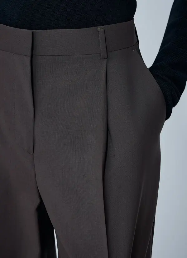 TOTEME Pleated Wool Twill Trousers - Brown
