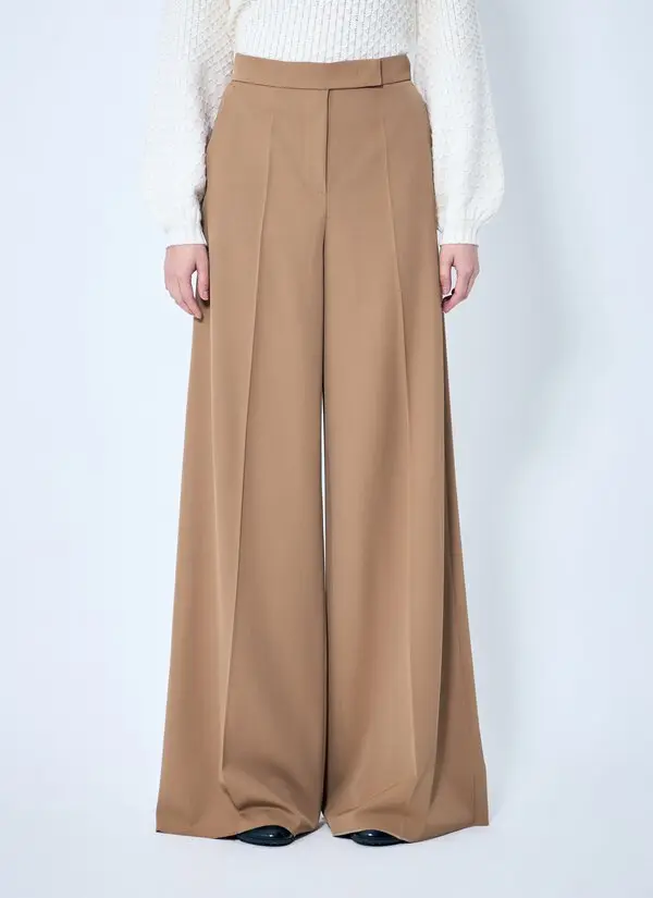 Max Mara Gabardine Wool Wide-leg Pants - Multicolor
