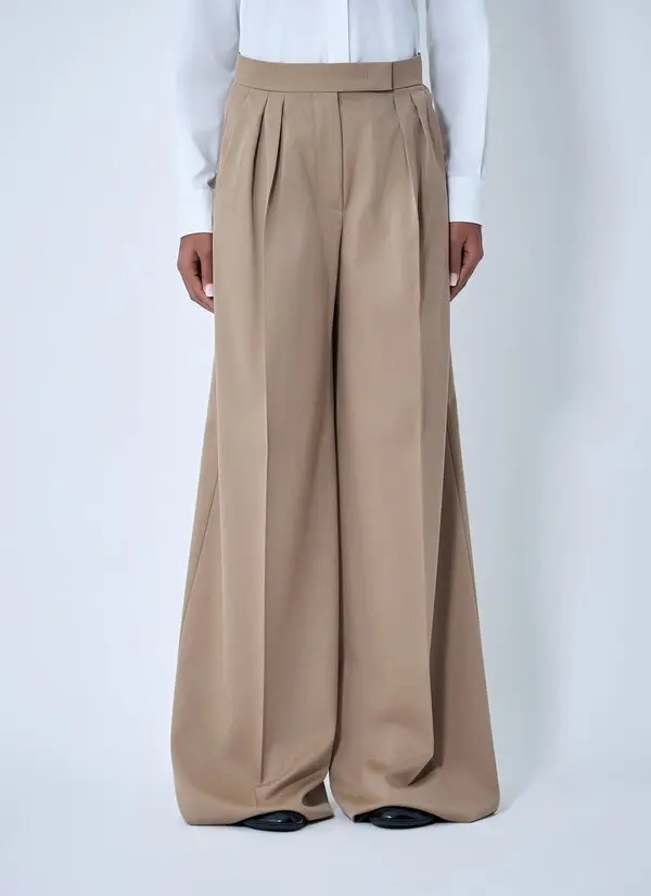 Max Mara Wool Blend Wide-leg Tailored Pants - Brown