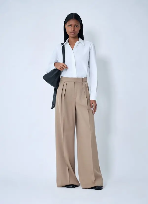 Max Mara Wool Blend Wide-leg Tailored Pants - Brown