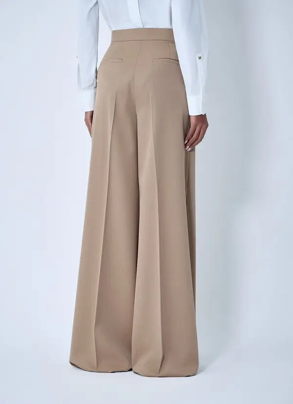 Max Mara Wool Blend Wide-leg Tailored Pants - Brown