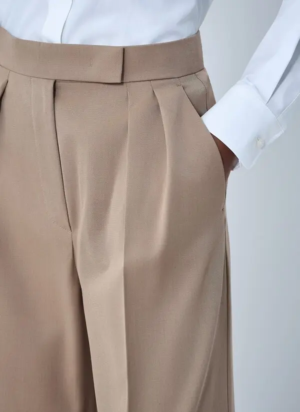 Max Mara Wool Blend Wide-leg Tailored Pants - Brown