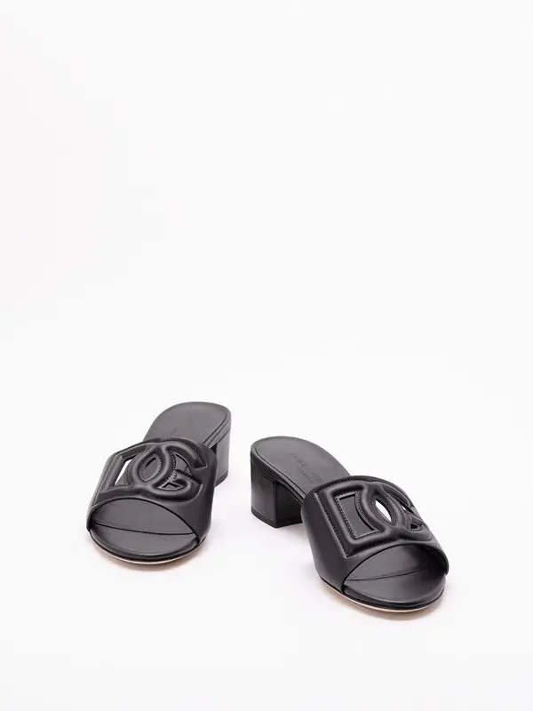 Dolce & Gabbana Calfskin Dg Logo Slides - Multicolor
