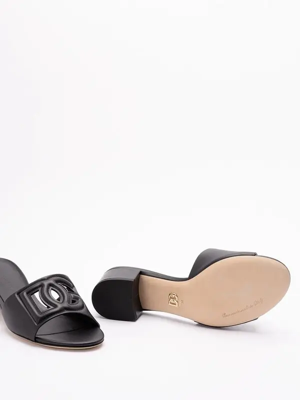 Dolce & Gabbana Calfskin Dg Logo Slides - Multicolor