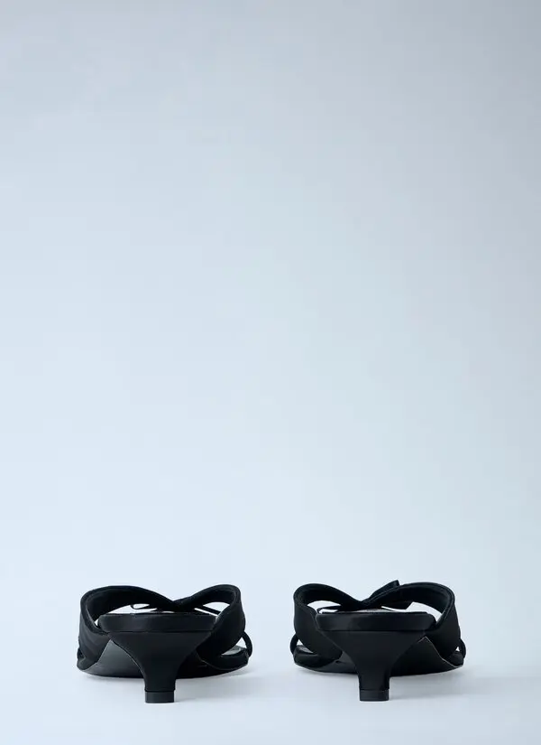TOTEME Bow Detail Satin Kitten Heel Sandals - Black