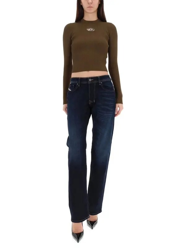 DIESEL® Slim Fit Ribbed Long Sleeve Top - Brown
