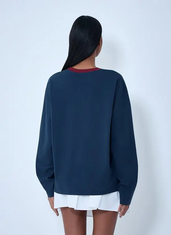 Miu Miu Cotton Jersey Sweatshirt With Logo Motif