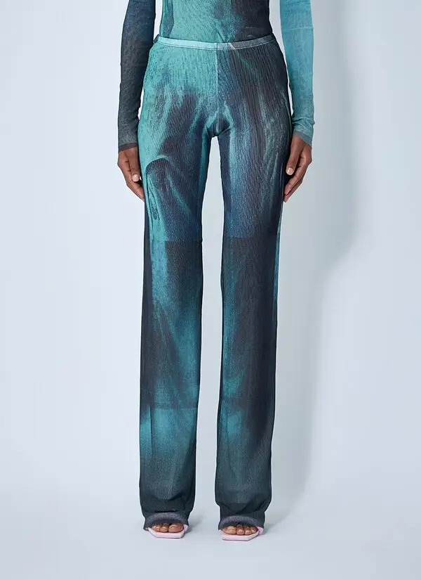 JEAN PAUL GAULTIER Water Print Mesh Pants - Blue