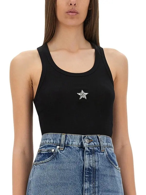 Stella McCartney Crystal Mini Star Tank Top - Black
