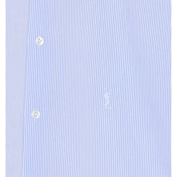 Saint Laurent Striped Cassandre Shirt - Blue
