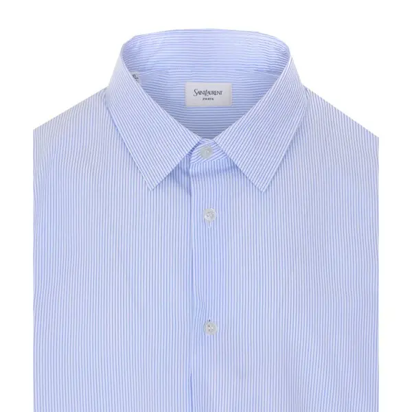Saint Laurent Striped Cassandre Shirt - Blue