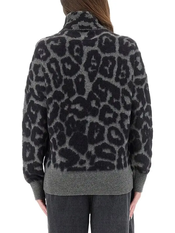 Stella McCartney Leopard Print Wool And Alpaca Blend Sweater - Black