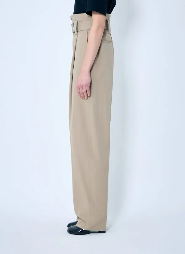 Bottega Veneta Compact Cotton Belted Pants - Cream