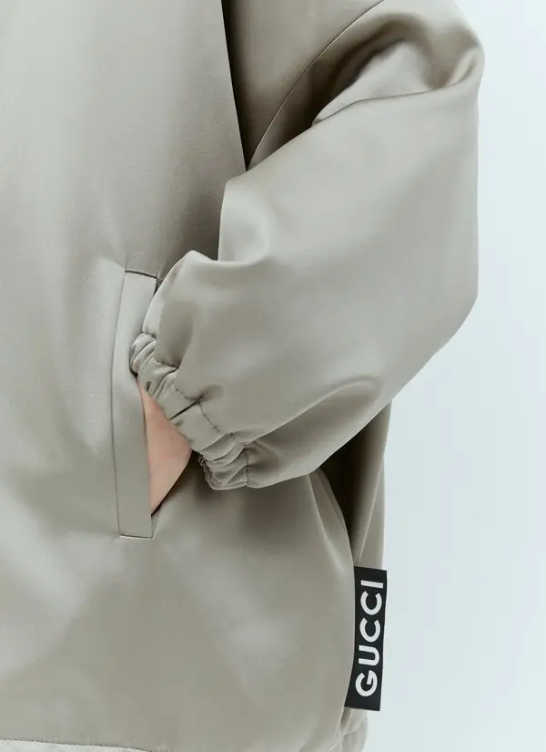 Gucci Satin Bomber Jacket With Detachable Wool Collar And Hood