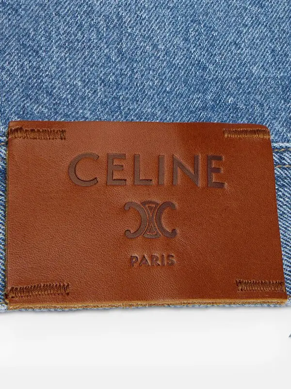Celine Blue Denim Jacket With Logo Patch