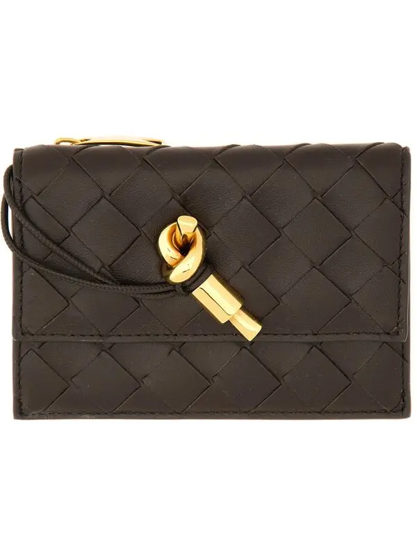 Bottega Veneta Let's Go Card Holder With Zipper - Brown