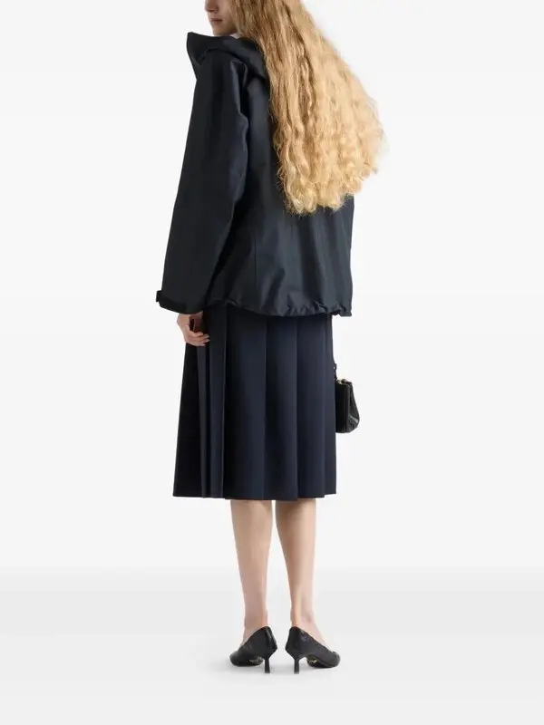 Prada Pleated Wool Skirt With Logo Buckle Belt - Multicolor
