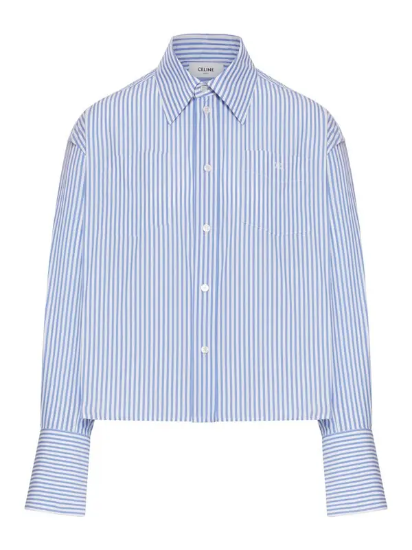 Celine Striped Cotton Poplin Cropped Shirt