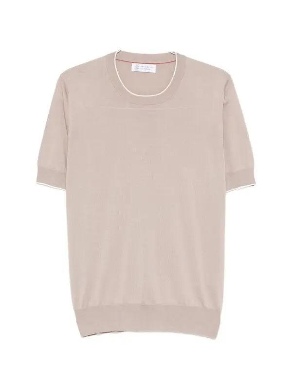 Brunello Cucinelli Knitted Cotton T-shirt - Multicolor