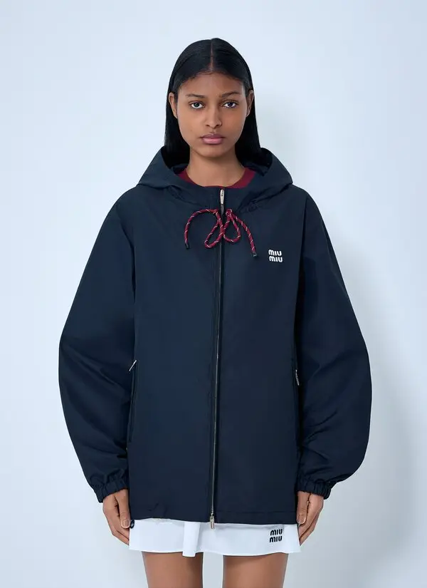 Miu Miu Hooded Technical Zip Jacket - Blue