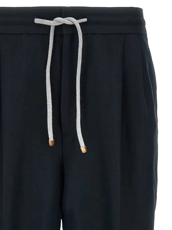 Brunello Cucinelli Linen Blend Trousers - Blue