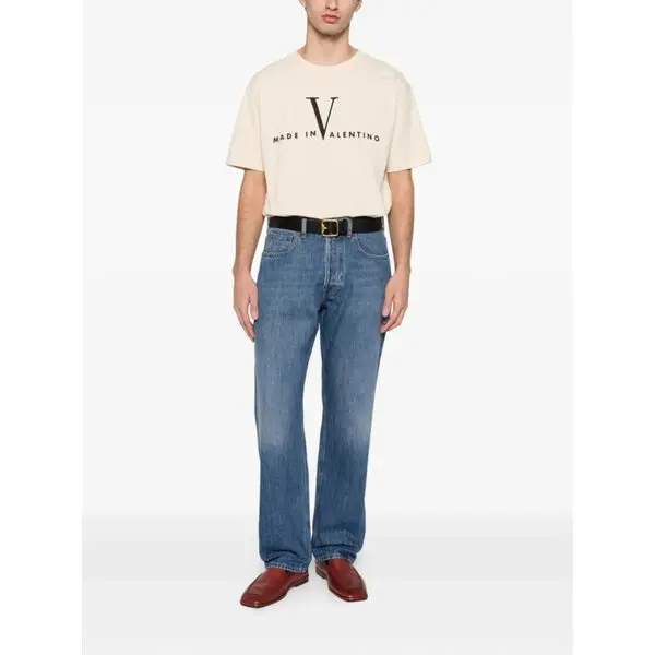 Valentino Garavani Cotton Medium Wash Contrast Stitching Jeans - Blue