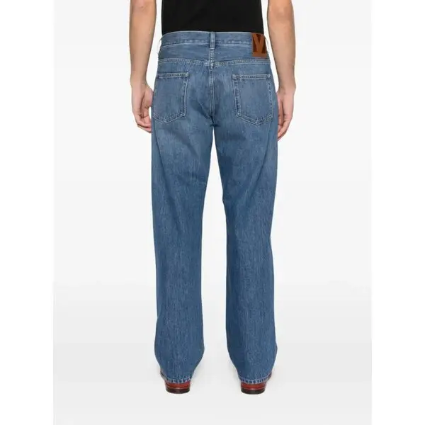 Valentino Garavani Cotton Medium Wash Contrast Stitching Jeans - Blue