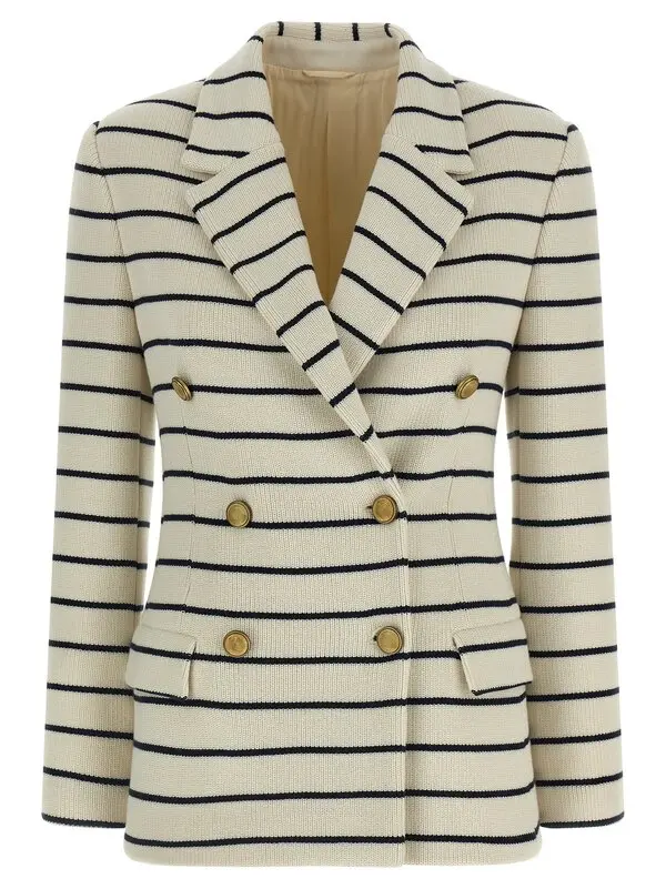 Brunello Cucinelli Double-breasted Striped Knit Blazer - Multicolor