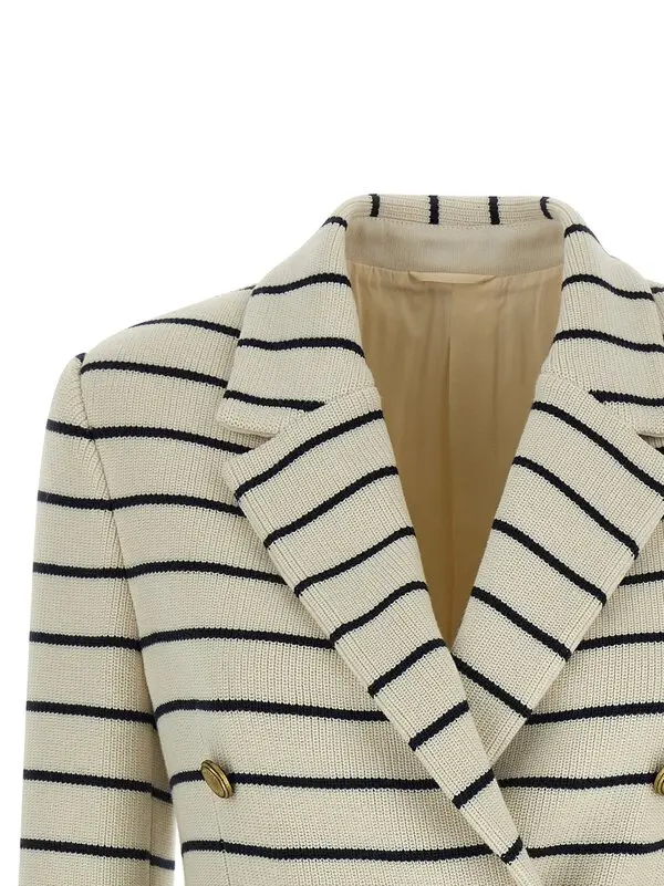 Brunello Cucinelli Double-breasted Striped Knit Blazer - Multicolor
