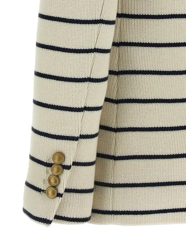 Brunello Cucinelli Double-breasted Striped Knit Blazer - Multicolor