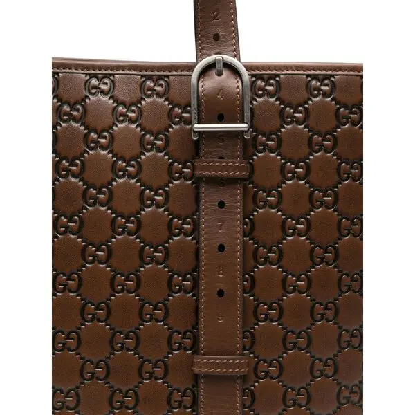 Gucci Embossed Monogram Tote Bag - Brown