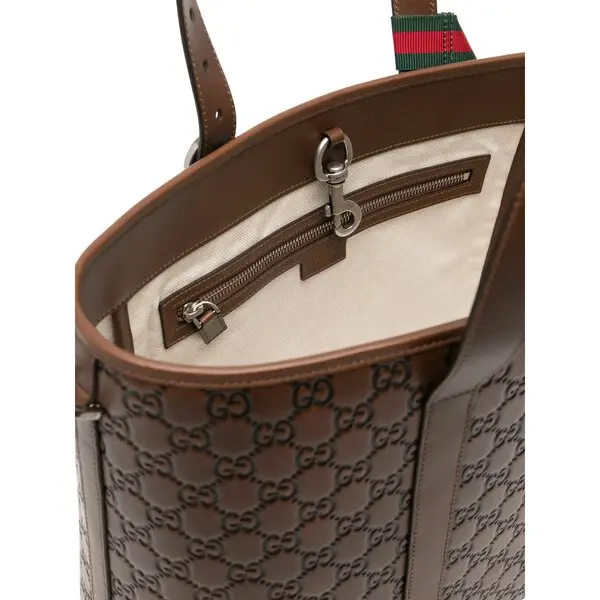 Gucci Embossed Monogram Tote Bag - Brown