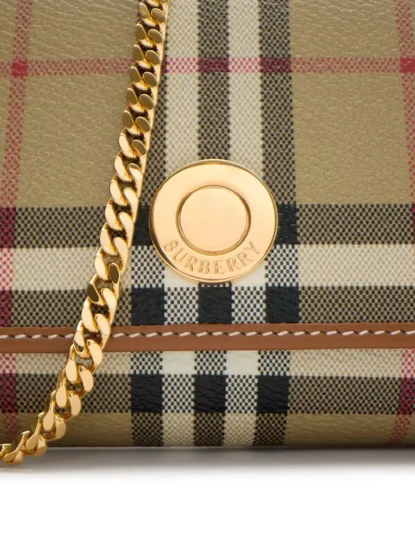 Burberry Check Wallet With Chain ??shoulder Strap - Brown