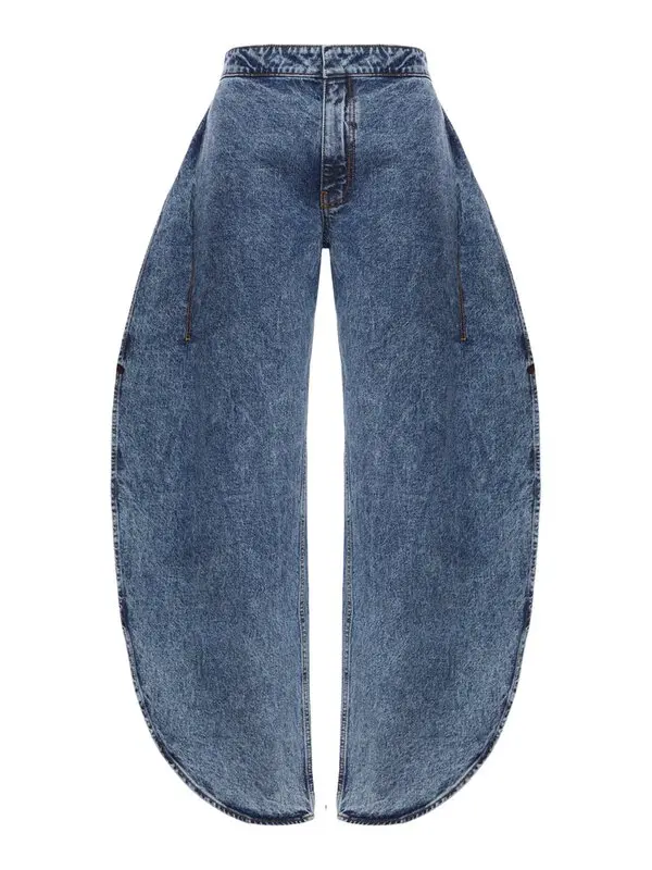 Alaïa Petal Denim Trousers With Slit Leg
