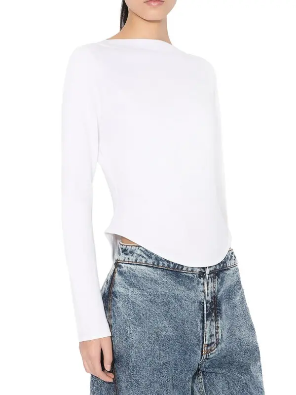 Alaïa Petal Denim Trousers With Slit Leg