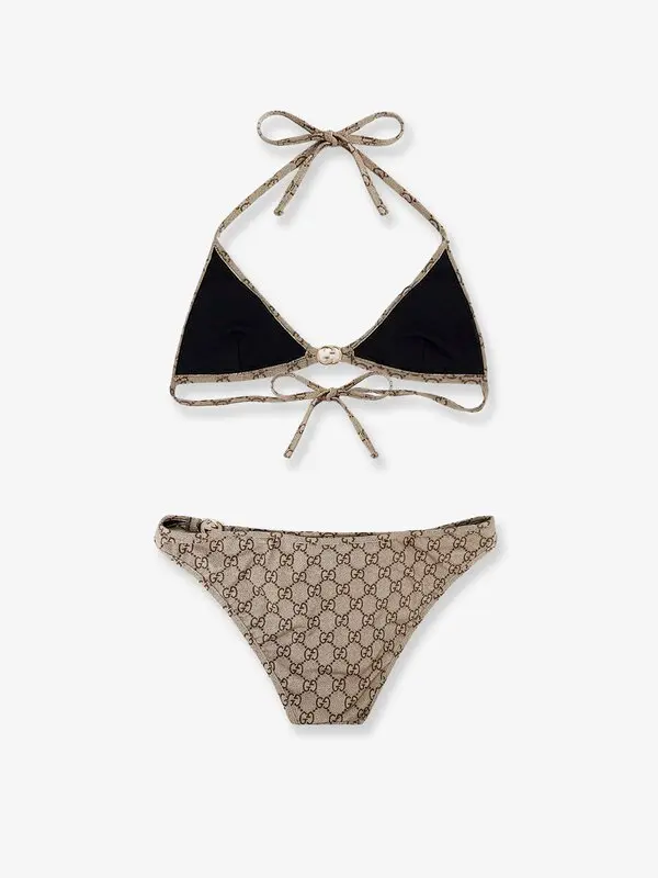 Gucci Gg Print Triangle Bikini