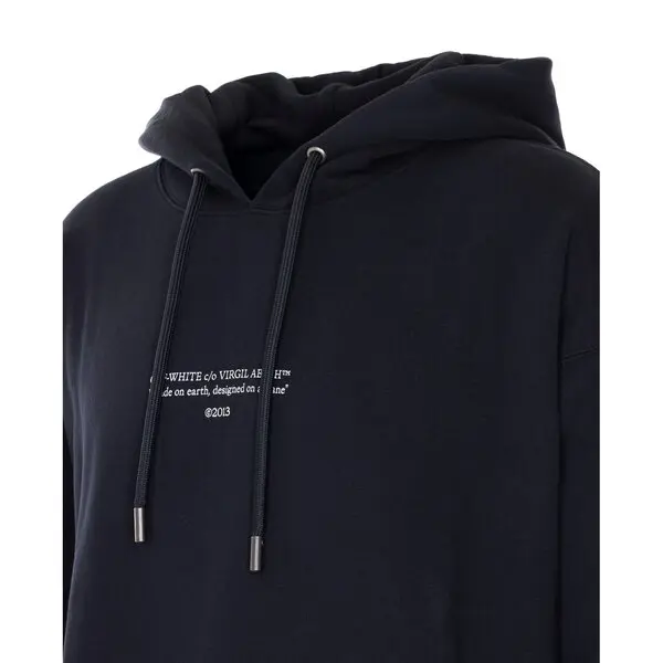 Off-White Hooded Sweatshirt With Frontal Logo - Black