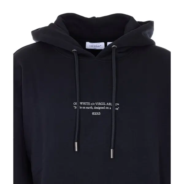 Off-White Hooded Sweatshirt With Frontal Logo - Black