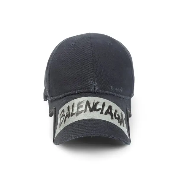 Balenciaga Faded Washed Cotton Cap - Black