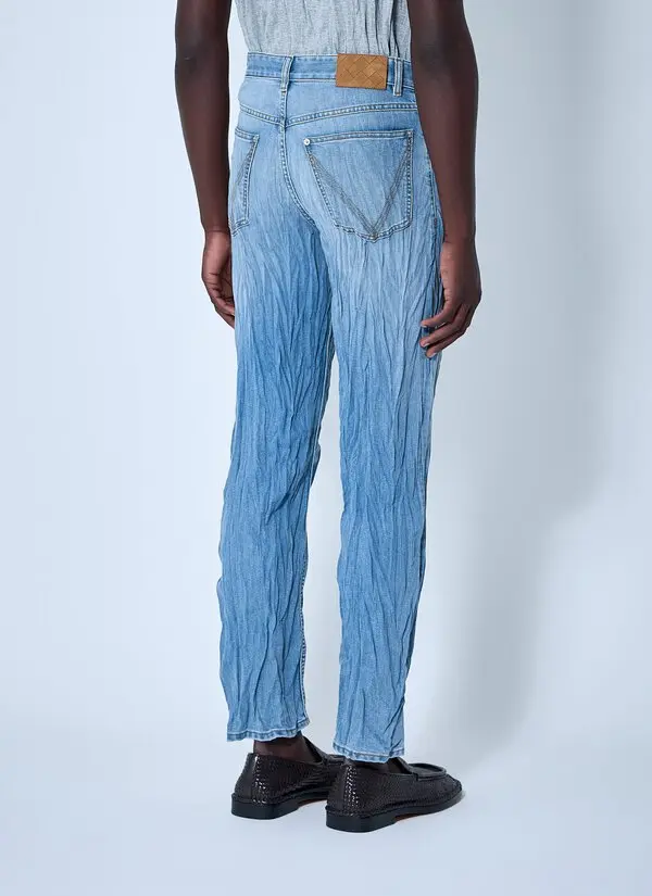 Bottega Veneta Wide-leg Crushed Effect Jeans - Blue