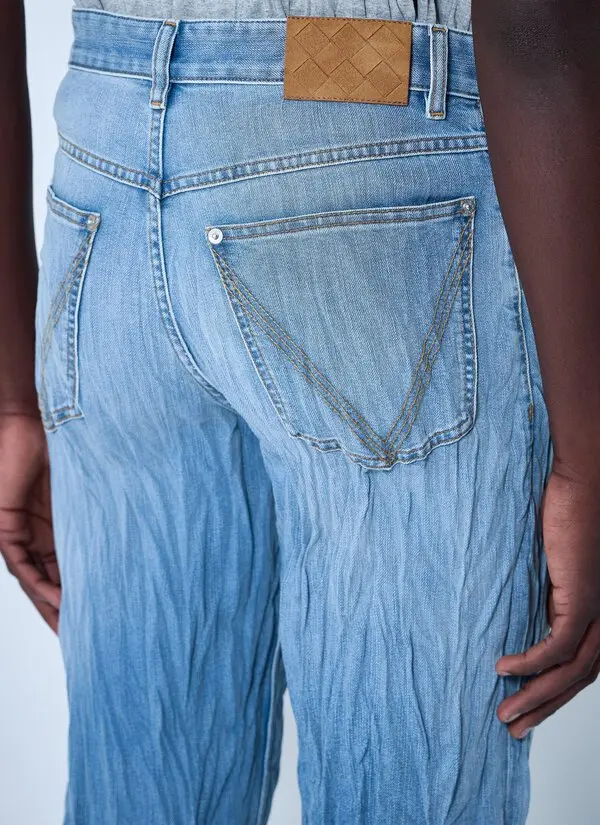 Bottega Veneta Wide-leg Crushed Effect Jeans - Blue