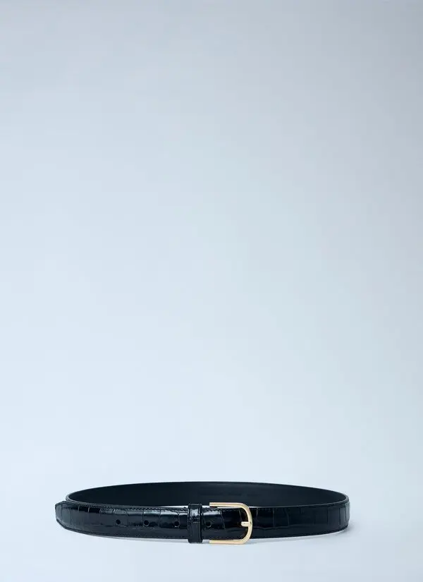 TOTEME Embossed Leather Belt With Polished Buckle - Black