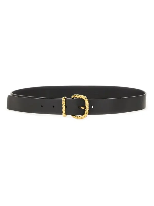 Bottega Veneta Belt With Gold Tone Buckle - Black