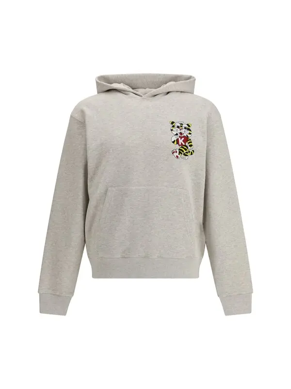 Kenzo Wild Tiger Embroidered Cotton Hoodie - Gray