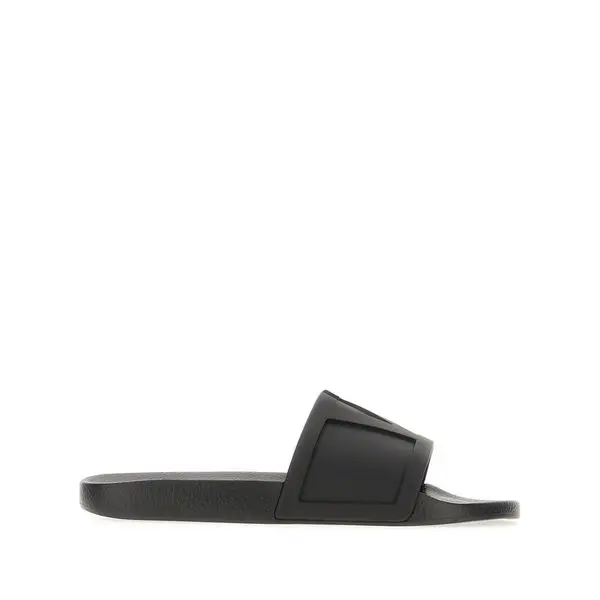 Valentino Garavani Maxi Vlogo Signature Rubber Slides - Black